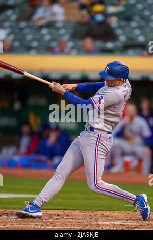 Texas Rangers left fielder Brad Miller (13) in the ninth inning of a ...