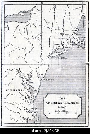 Map of the American colonies in 1640, European Colonies (New England ...