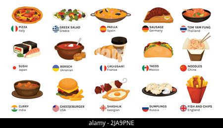 World food international cuisine dishes decorative icons set with ...