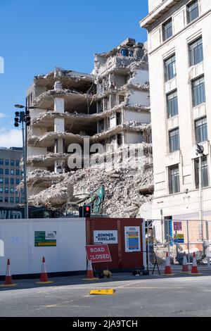 The demolition of Commercial Union House in the city of Newcastle upon ...