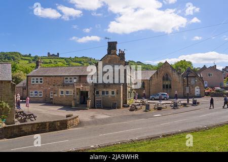 Country pub with distant hills behind in Matlock, Derbyshire, UK Stock ...