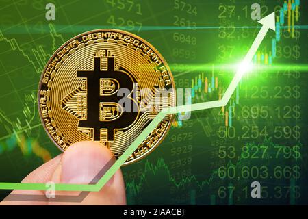Cryptocurrency bull market. Bitcoin chart Stock Photo - Alamy