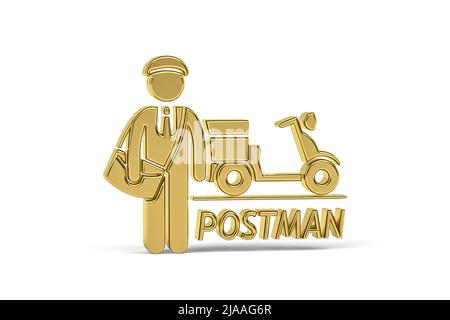 Golden 3d postman icon isolated on white background - 3d render Stock Photo - Alamy