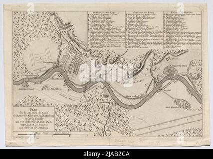 Plan of the Battle of Dettingen on June 27, 1743. Georges Louis Le ...