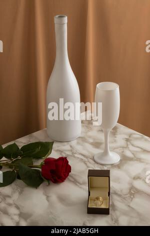 Composition for Valentine's Day and marriage proposal. Person holding ...