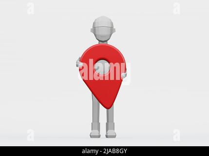 3d render of dummy holding a map pin for location concepts Stock Photo ...