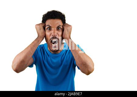 Black Man With Blue Shirt Isolated Stock Photo - Alamy