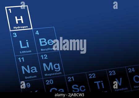 Hydrogen elements on periodic table 3d illustration Stock Photo - Alamy