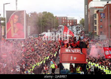 Liverpool fans during the trophy parade in Liverpool. Picture date ...