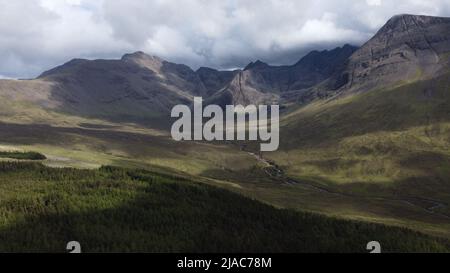 Aerial view of the Cullin Hills on the Isle of Skye, Scotland, UK Stock ...