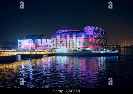 Some Sevit buildings on artificial floating islands near Banpo Bridge ...