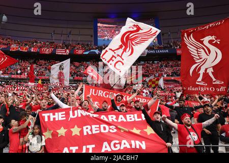 Liverpool fans sing before kick-off during the Liverpool FC v Paris ...