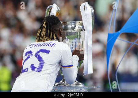 Eduardo Camavinga of Real with a trophy during the UEFA Champions ...