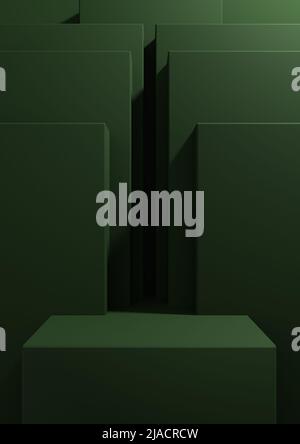 Dark, warm green 3D rendering simple, minimal background for product display podium, stand for ...