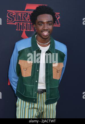 Caleb McLaughlin attending the season premiere of Netflix's Stranger Things in Los Angeles ...