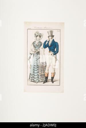 Fashionable French woman in riding outfit, Revolutionary era, 1791. She ...