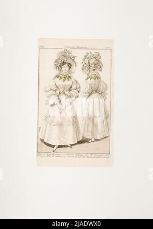 Fashion imaging: two figures, white mussel incisions with ruffles ...