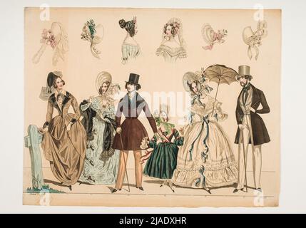 Fashion image: six figures, women's, men's and children's fashions ...