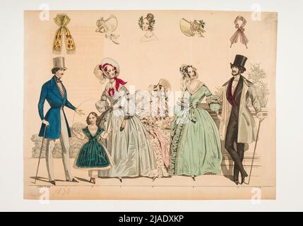 Fashion image: six figures, women's, men's and children's fashions ...