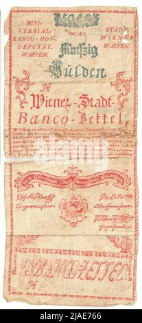 Banco notes, 50 guilders. Wiener Stadt-Banco, Mint Authority Stock ...