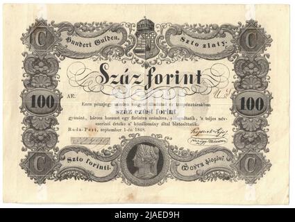 Pénzjegy (Banknote), 100 Forint, Hungarian Ministry of Finance, mint ...