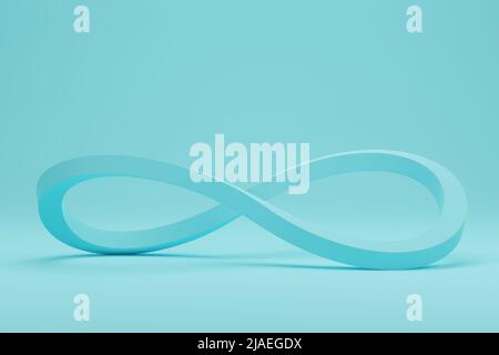 Symbol infinity on blue pastel color background. 3d rendering, 3d ...