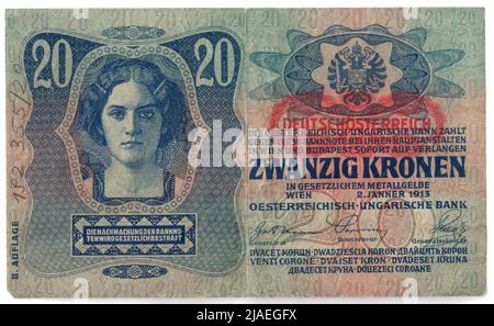 Banknote, 20 crowns. Austrian-Hungarian Bank, Mint Authority, Josef ...