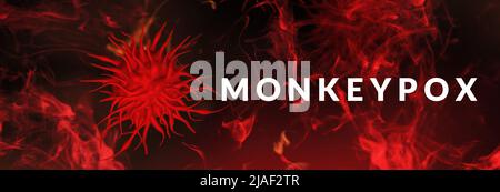 Monkeypox virus cells outbreak wide medical banner. Monkeypox virus ...