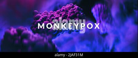 Monkeypox virus cells outbreak wide medical banner. Monkeypox virus ...