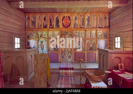 Spasskaya wooden Orthodox Church. A preserved monument of traditional ...