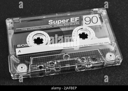 Audio cassette tape SONY EF super 90, side A, isolated on white ...