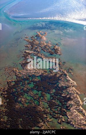Wadden sea at the Jade Bay, 04/18/2022, aerial view, Germany Stock ...