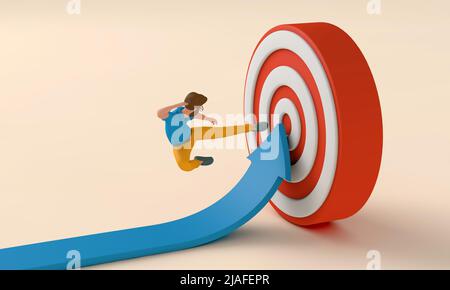 A male character kicking a large target. hitting targets concept. 3D ...