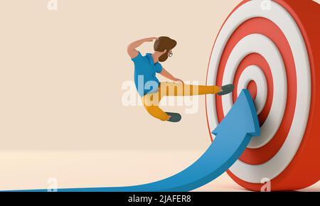A male character kicking a large target. hitting targets concept. 3D ...
