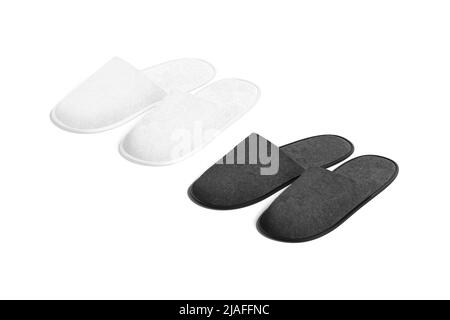 Blank black and white home slippers mockup, top view Stock Photo - Alamy