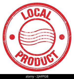 LOCAL PRODUCT text written on red zig-zag stamp sign Stock Photo - Alamy