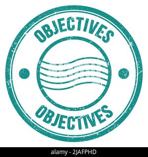 OBJECTIVES text written on blue round grungy stamp sign Stock Photo - Alamy