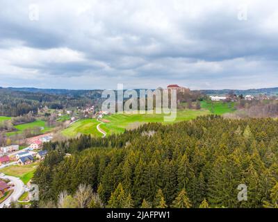 Pecka medieval castle from above Stock Photo - Alamy