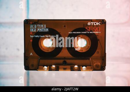 Ryazan, Russia - November 13, 2021: Audio cassette TDK SF90. Analog ...