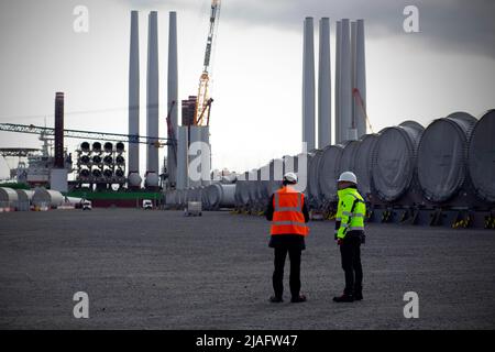 Workers at Siemens Gamesa offshore blade factory in the Port City of ...