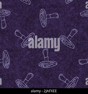 Mushroom seamless hand drawn linen style pattern. Organic fungi natural ...
