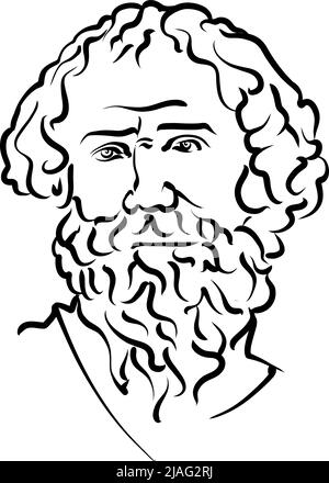 Archimedes face. Ancient greek mathematician, physicist. vector ...