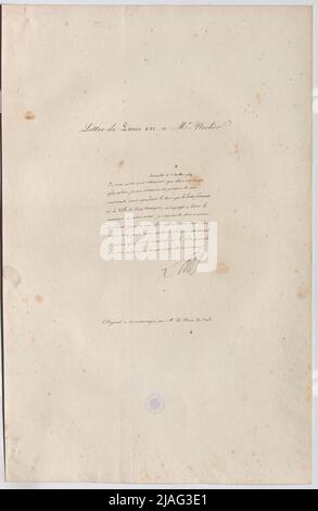 Letter from Louis XVI to Mr. Necker. Versailles on 16 July 1789. French ...