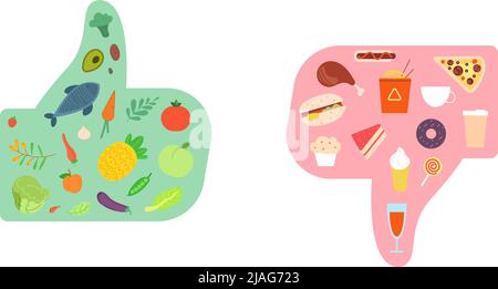 Balance between good and bad junk food, nutrition comparison and diet ...