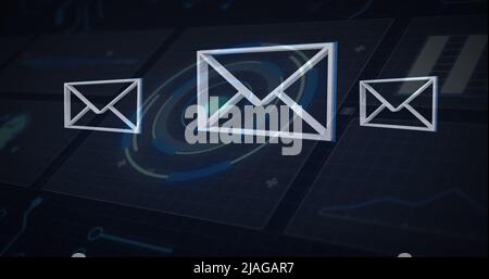 Image of multiple message icons floating against pink gradient ...