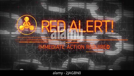 Image of red alert text and symbol over server room Stock Photo - Alamy
