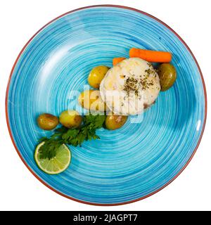 Pollock steak with vegetables Stock Photo - Alamy