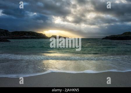 Scottish seascape - Rhu Point Beach in winter with person walking his ...