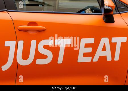 Just Eat food delivery company vehicle, Croix-Rousse district, Lyon ...