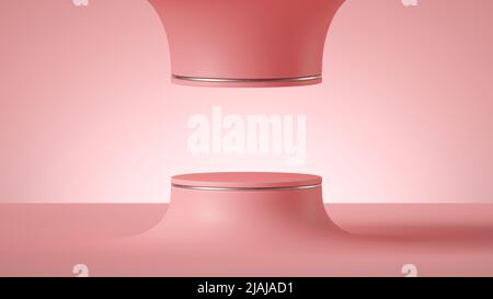 Empty stage with pink background, 3d rendering. Computer digital ...